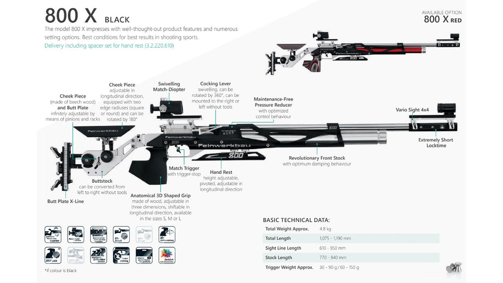 Feinwerkbau Model 800 X Black Air Rifle – Redbeck Shooting Supplies