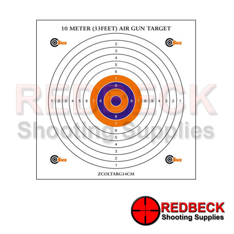 SMK 10m Airgun Target (coloured centre) – Redbeck Shooting Supplies